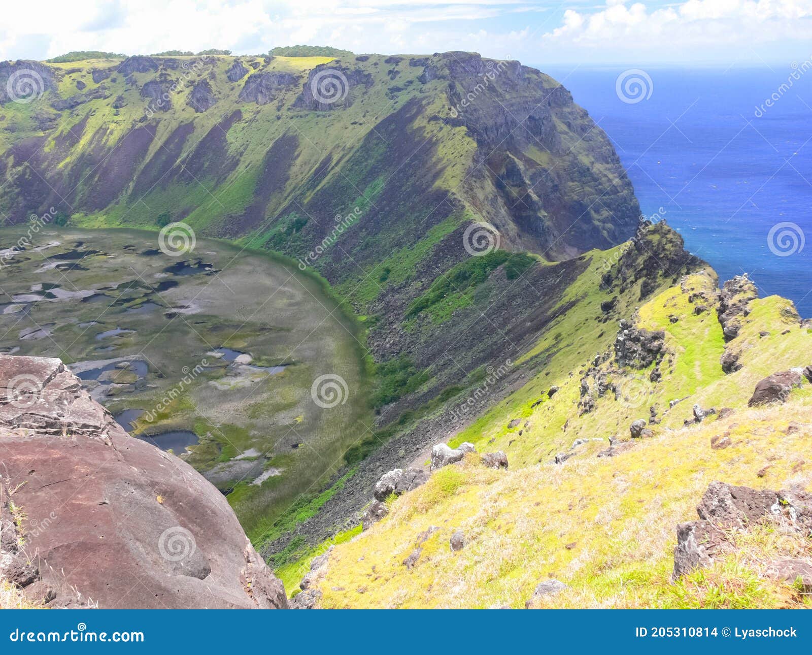 Nature of Easter Island, Landscape, Vegetation and Coast Stock Photo ...