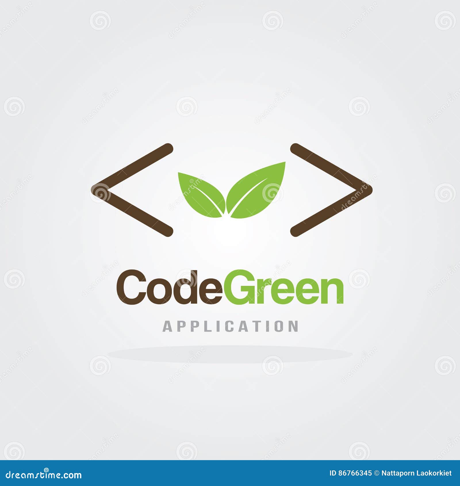 Nature Ecology Coding Logo Design Template with Green Leaf Organic ...