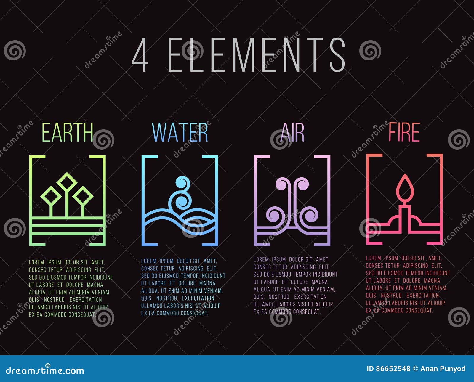 Fire Earth Air Water 4 Elements Pixel Art Icons Vector Illustration ...