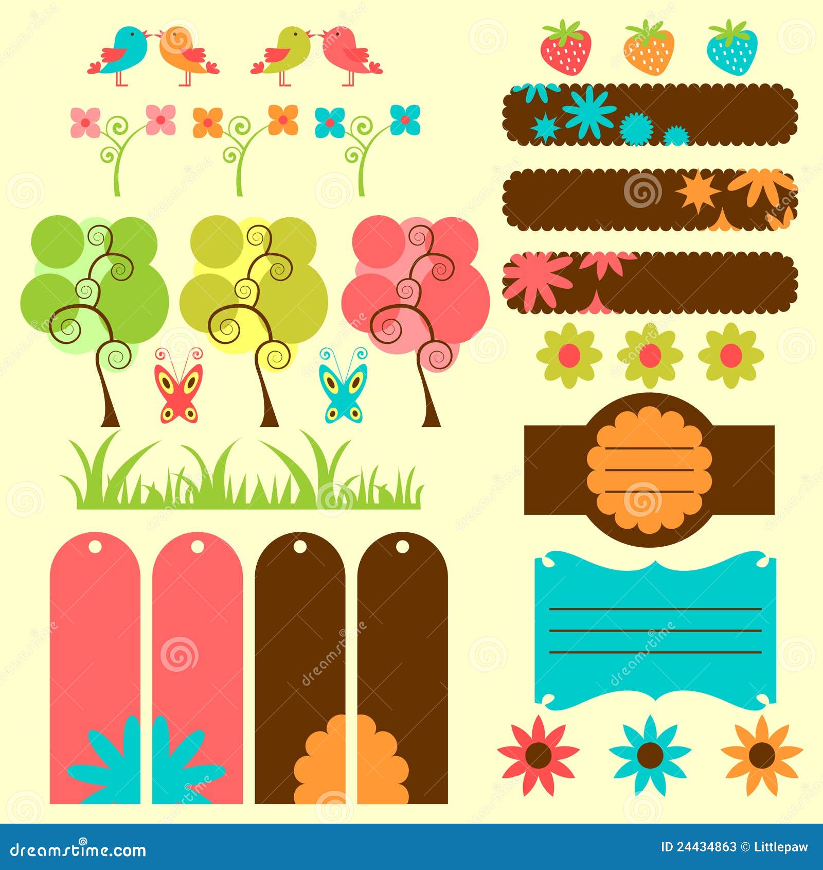 Nature Elements for Scrapbook Stock Vector - Illustration of frame ...
