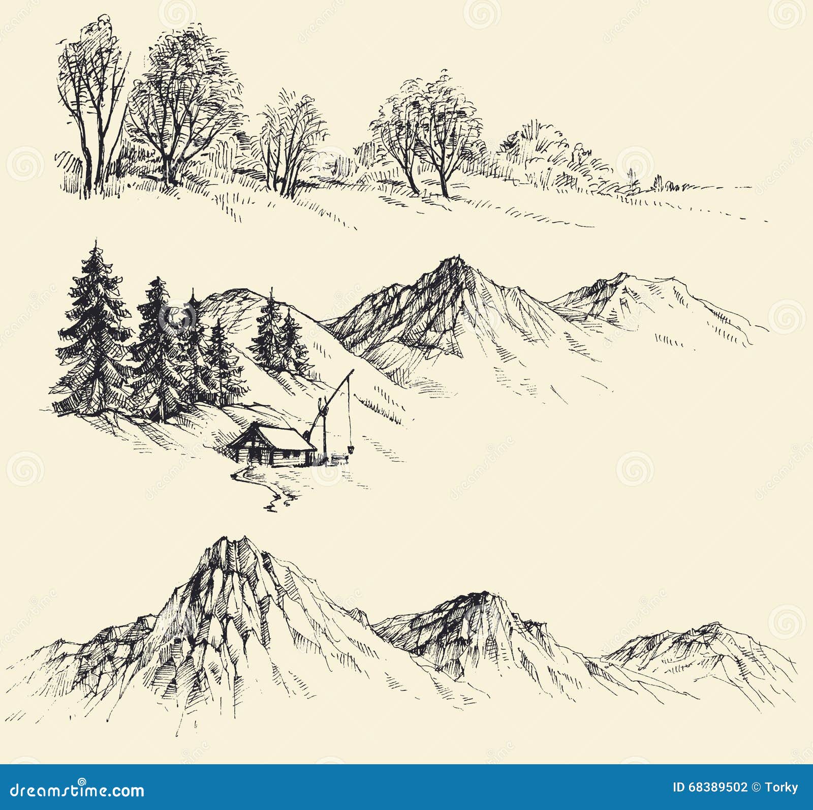 Nature elements set stock vector. Illustration of drawing - 68389502