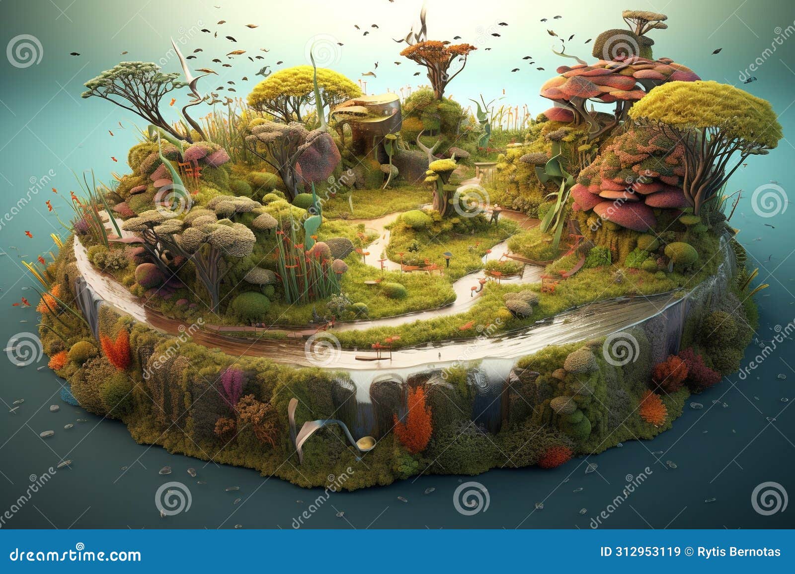 Three Dimensional Illustration of Small Ecosystem World Stock ...