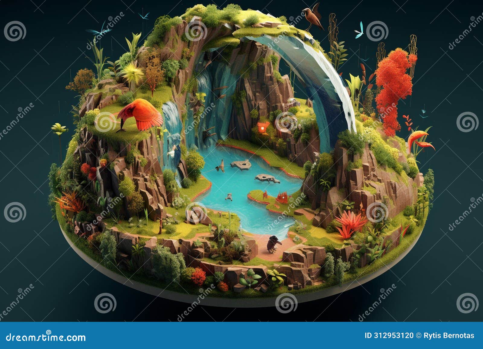 Three Dimensional Illustration of Small Ecosystem World Stock ...