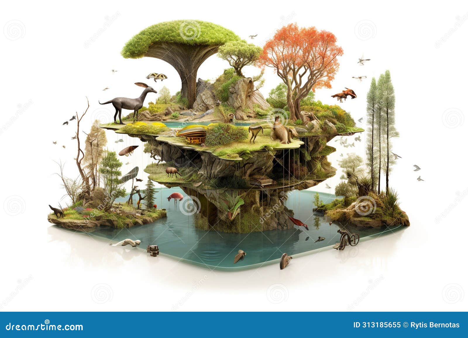 Three Dimensional Illustration of Small Ecosystem World Stock ...