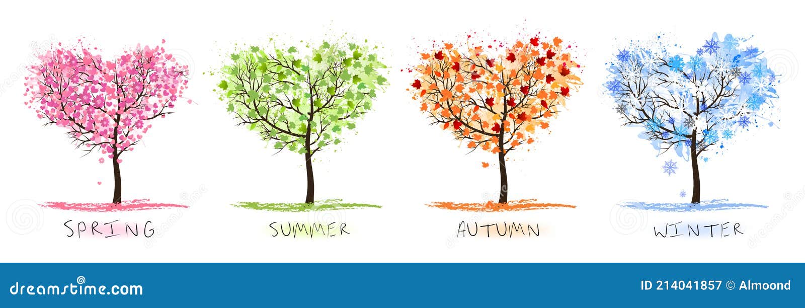 Nature Four Stylized Trees Representing Different Seasons. Vector Stock ...