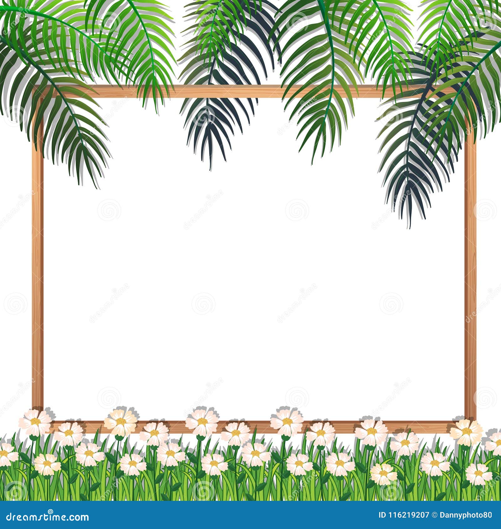 Nature Frame with Flowers and Leaf Stock Vector - Illustration of ...