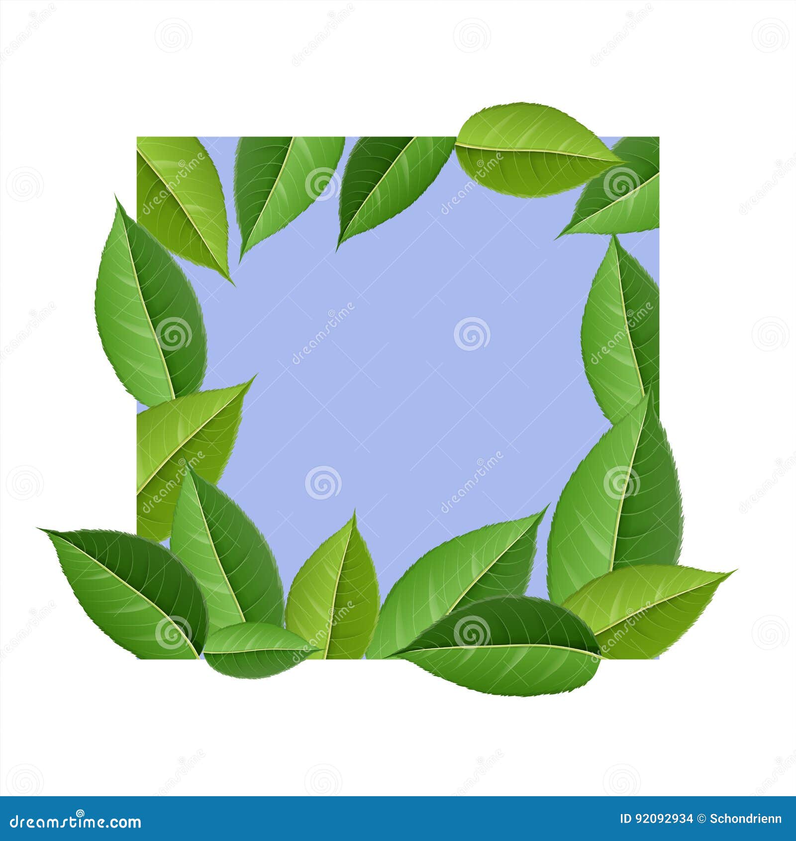 Nature Frame with Green Leaves Illustration Stock Vector - Illustration ...