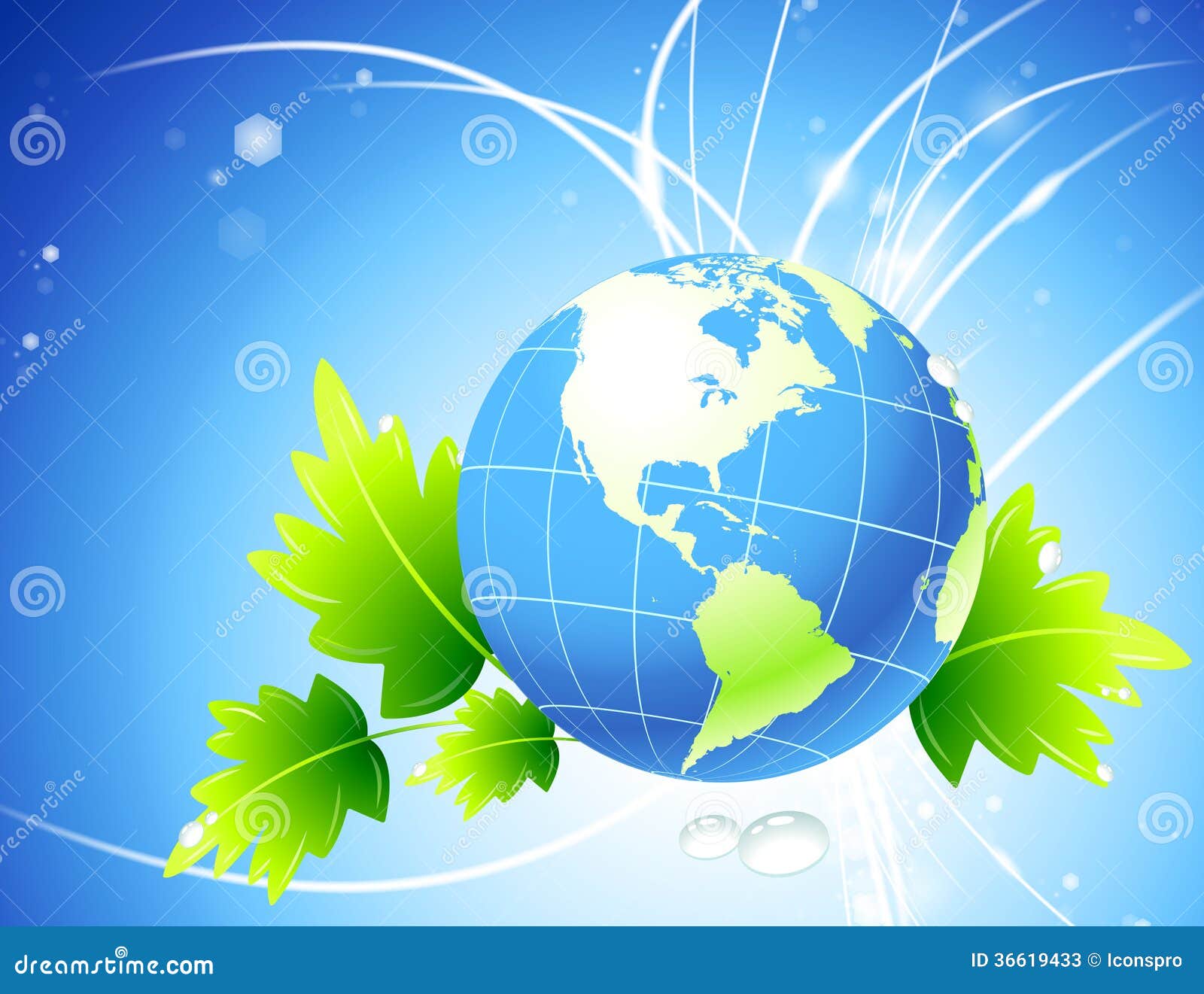 Nature Globe on Abstract Light Background Stock Illustration ...
