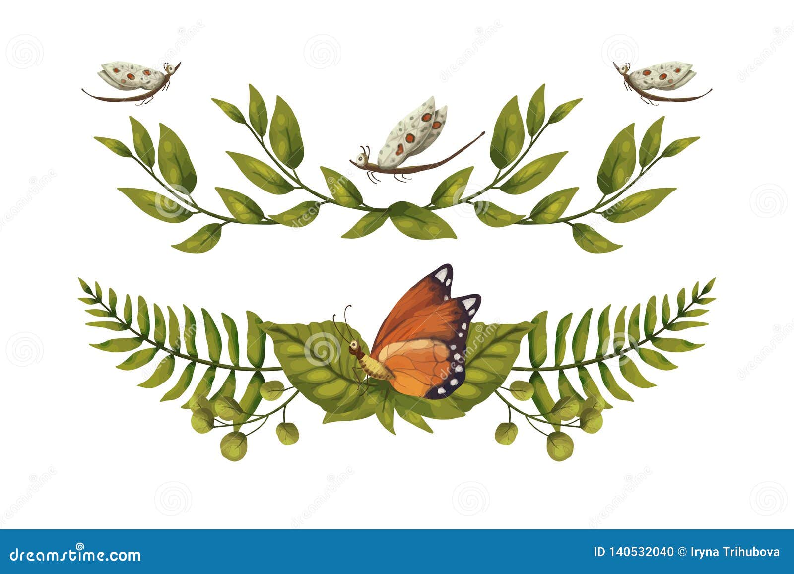 Nature Graphics Dividers with Bugs. Stock Vector - Illustration of ...