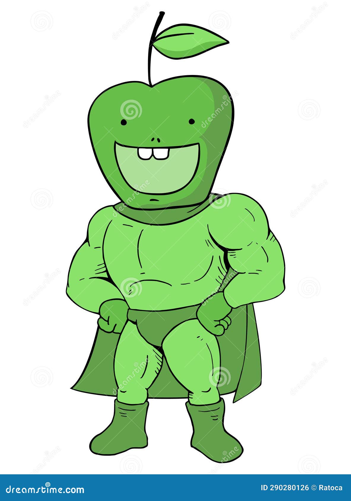 Nature Green Apple Hero Draw Stock Vector - Illustration of super ...