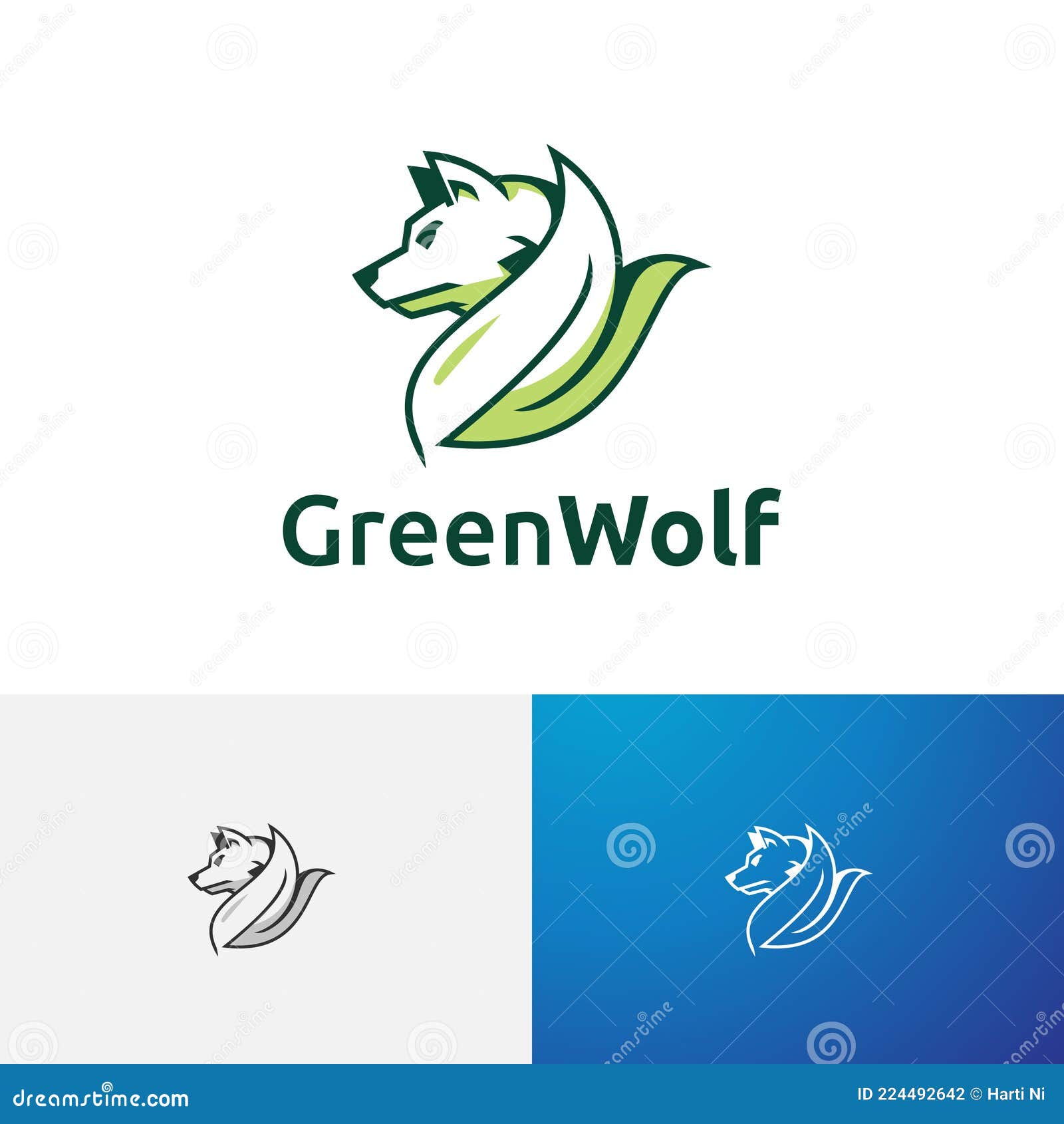 Nature Green Leaf Eco Wolf Head Logo Stock Vector - Illustration of ...