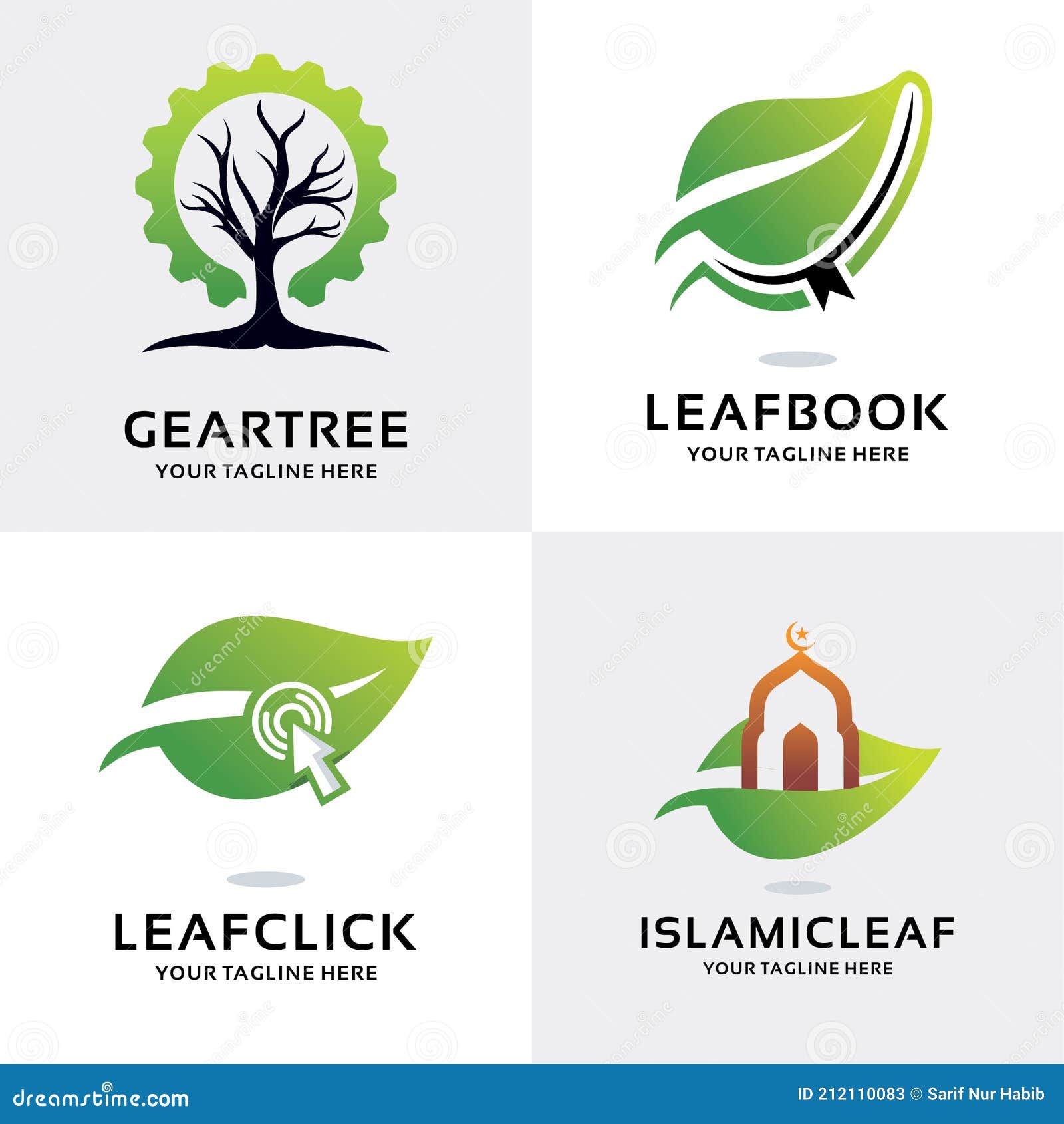 Nature Green Logo Set Design Template Collection Stock Vector ...