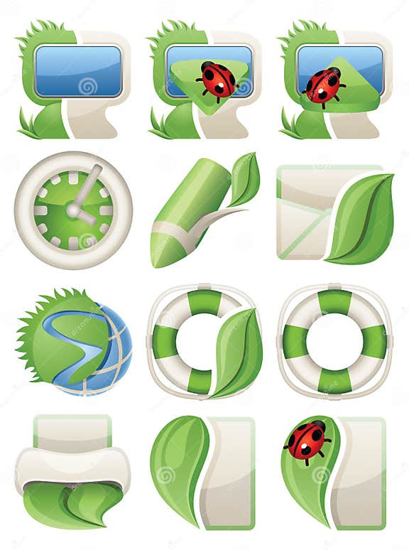 Nature green web icons stock vector. Illustration of download - 13467659