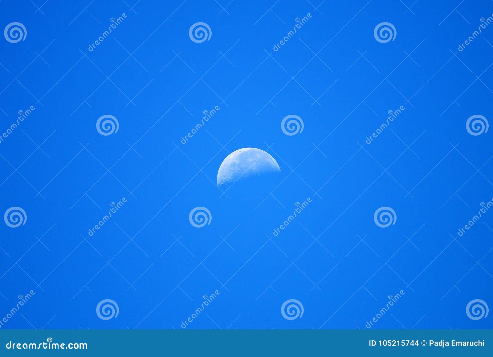 The Nature of the Half Moon and Blue Sky Stock Photo - Image of moon ...