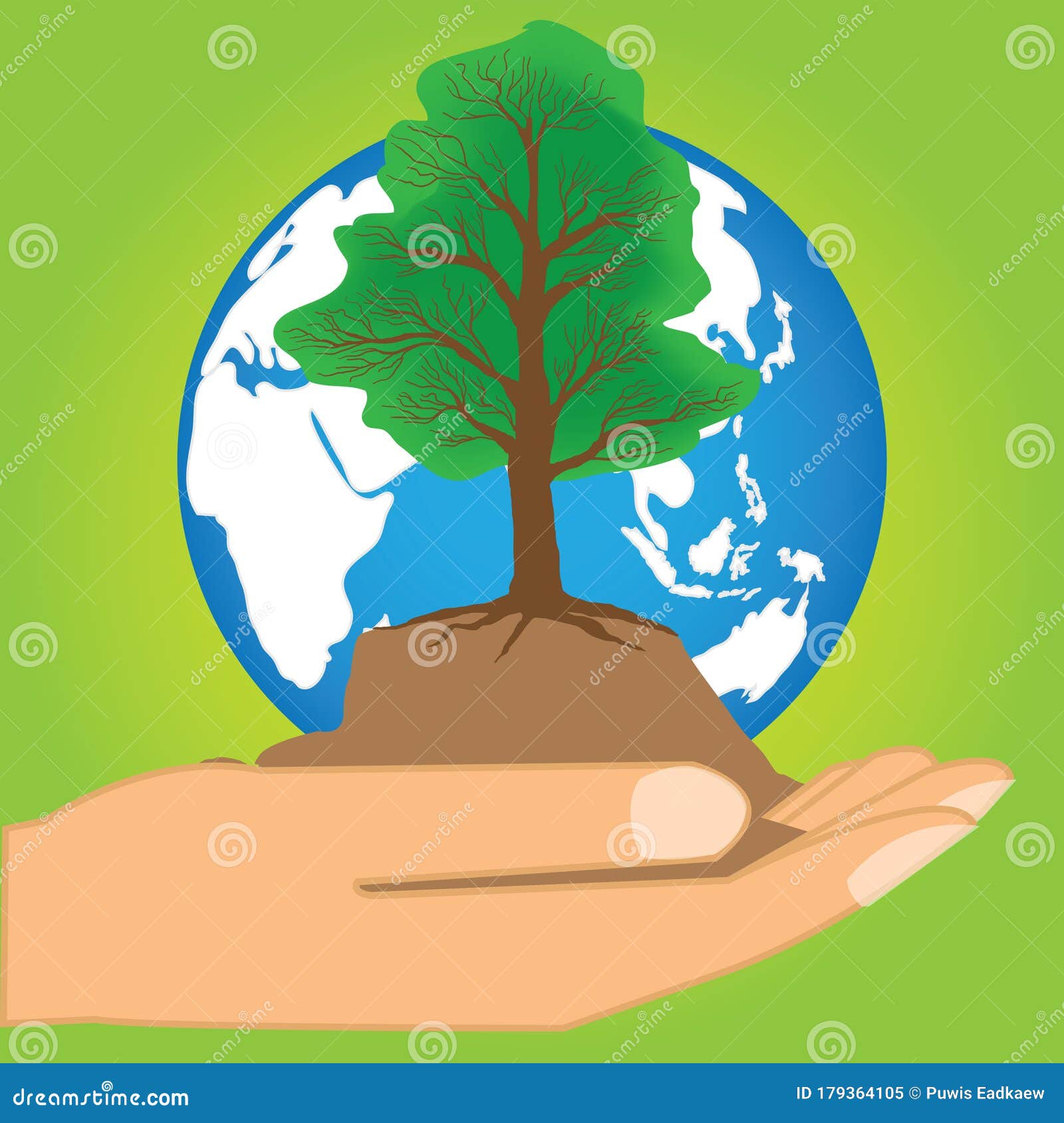 Nature in hand stock vector. Illustration of protect - 179364105