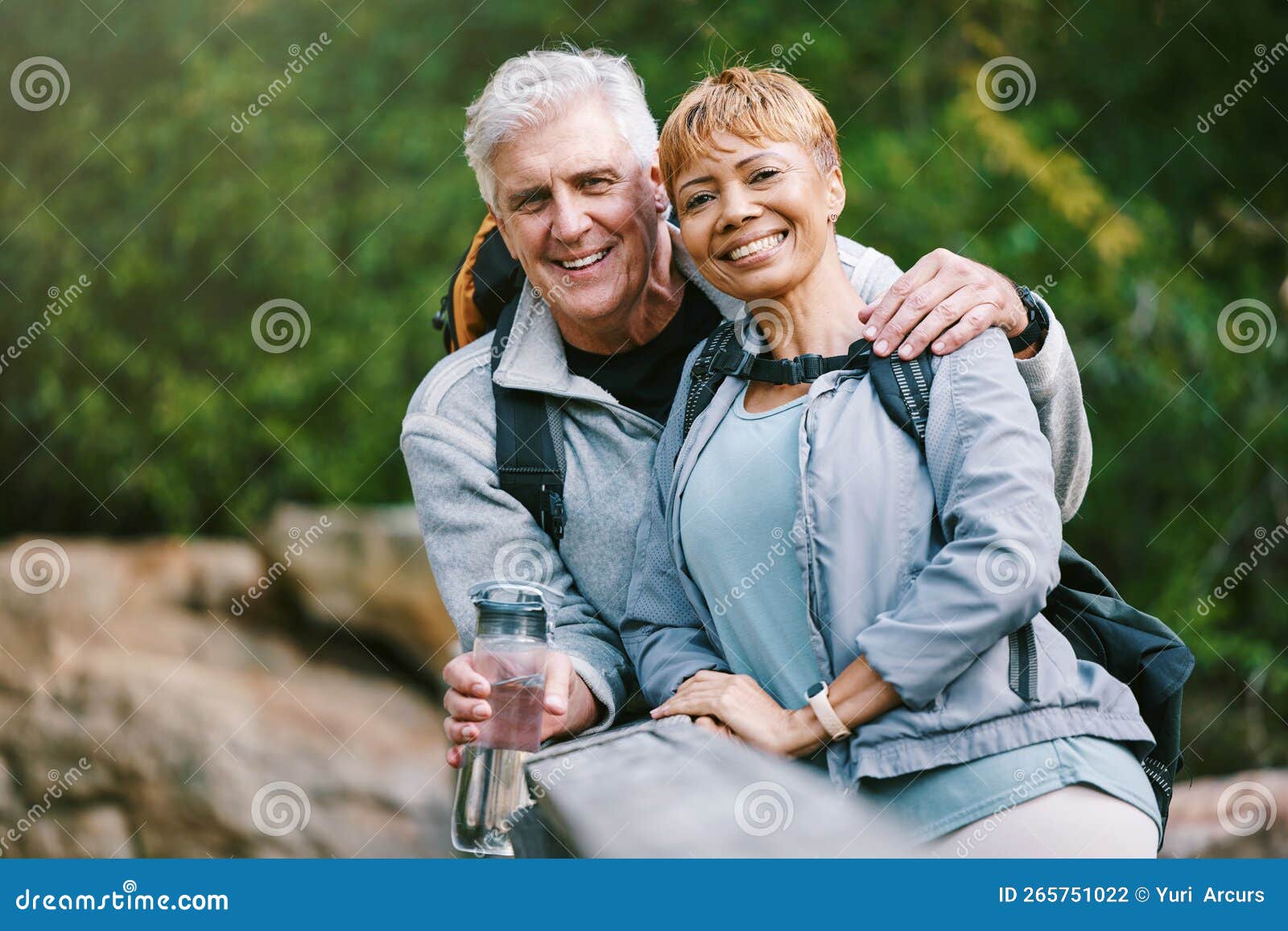 Nature Hiking And Portrait Of A Senior Couple Relaxing While Walking
