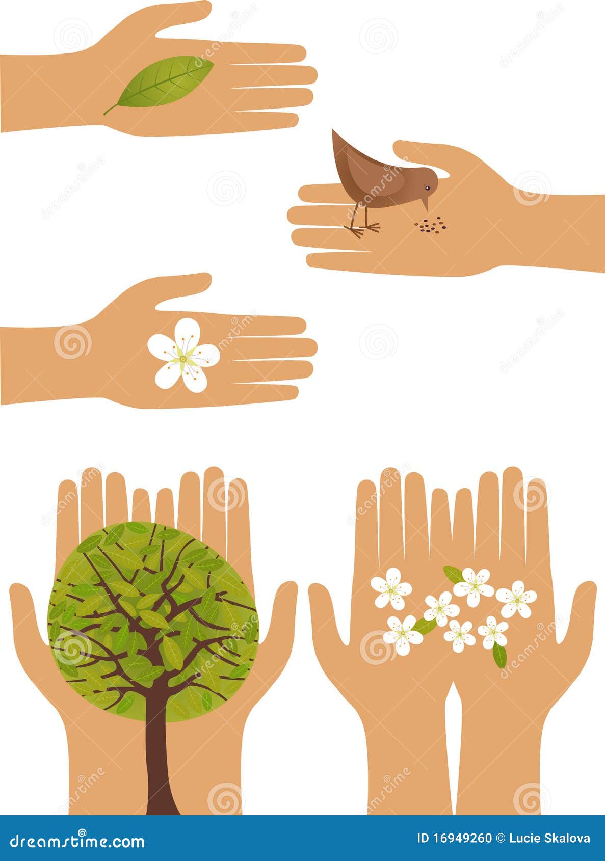 Nature in human hands stock vector. Illustration of growth - 16949260