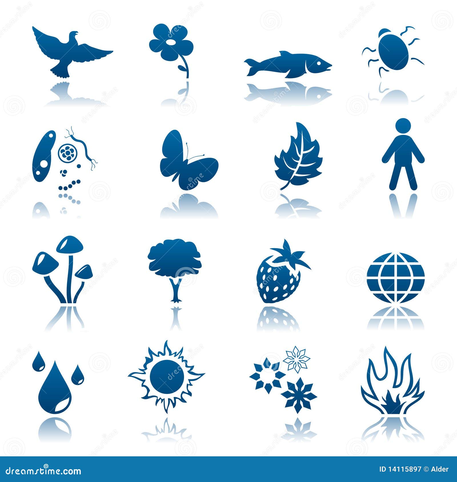 Nature icon set stock vector. Illustration of butterfly - 14115897