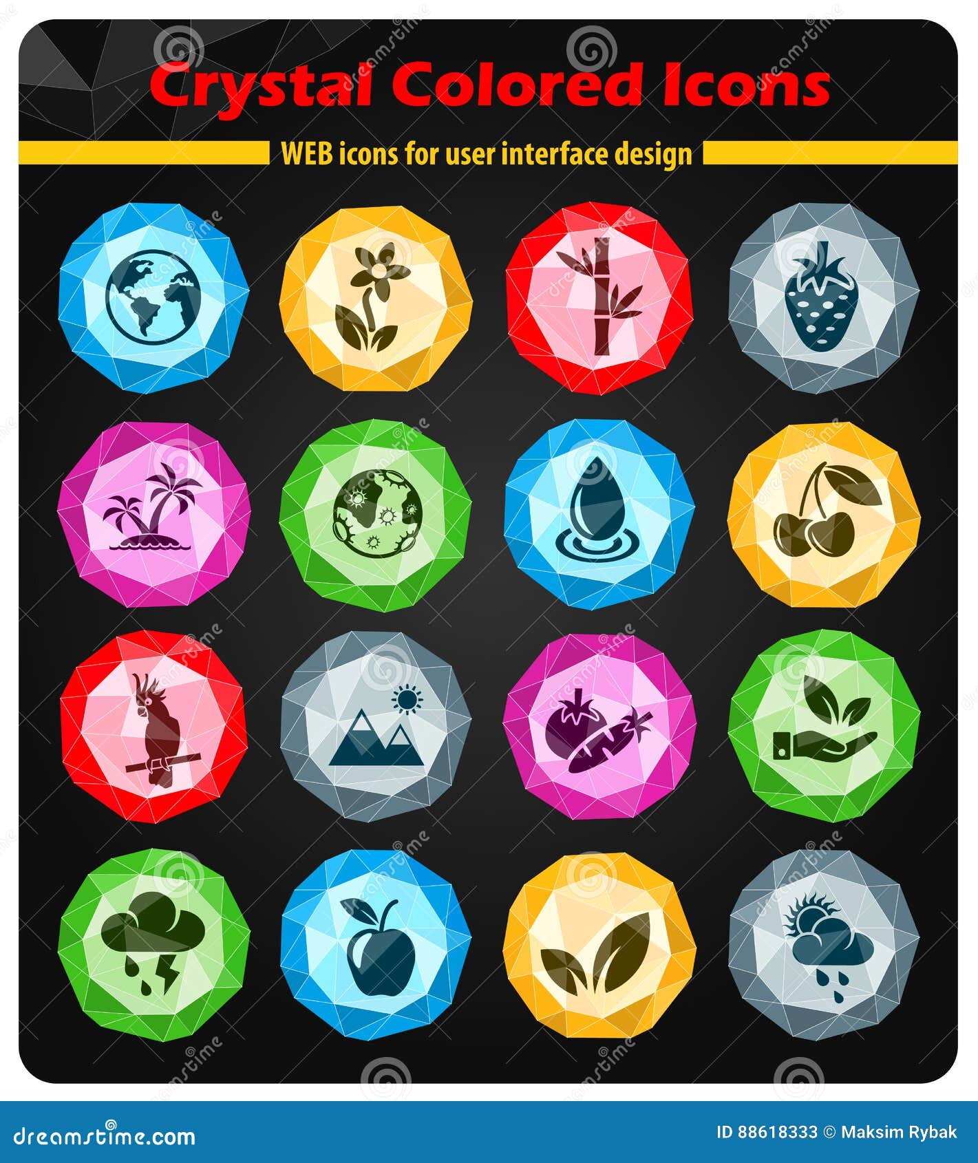 Nature icon set stock illustration. Illustration of flower - 88618333