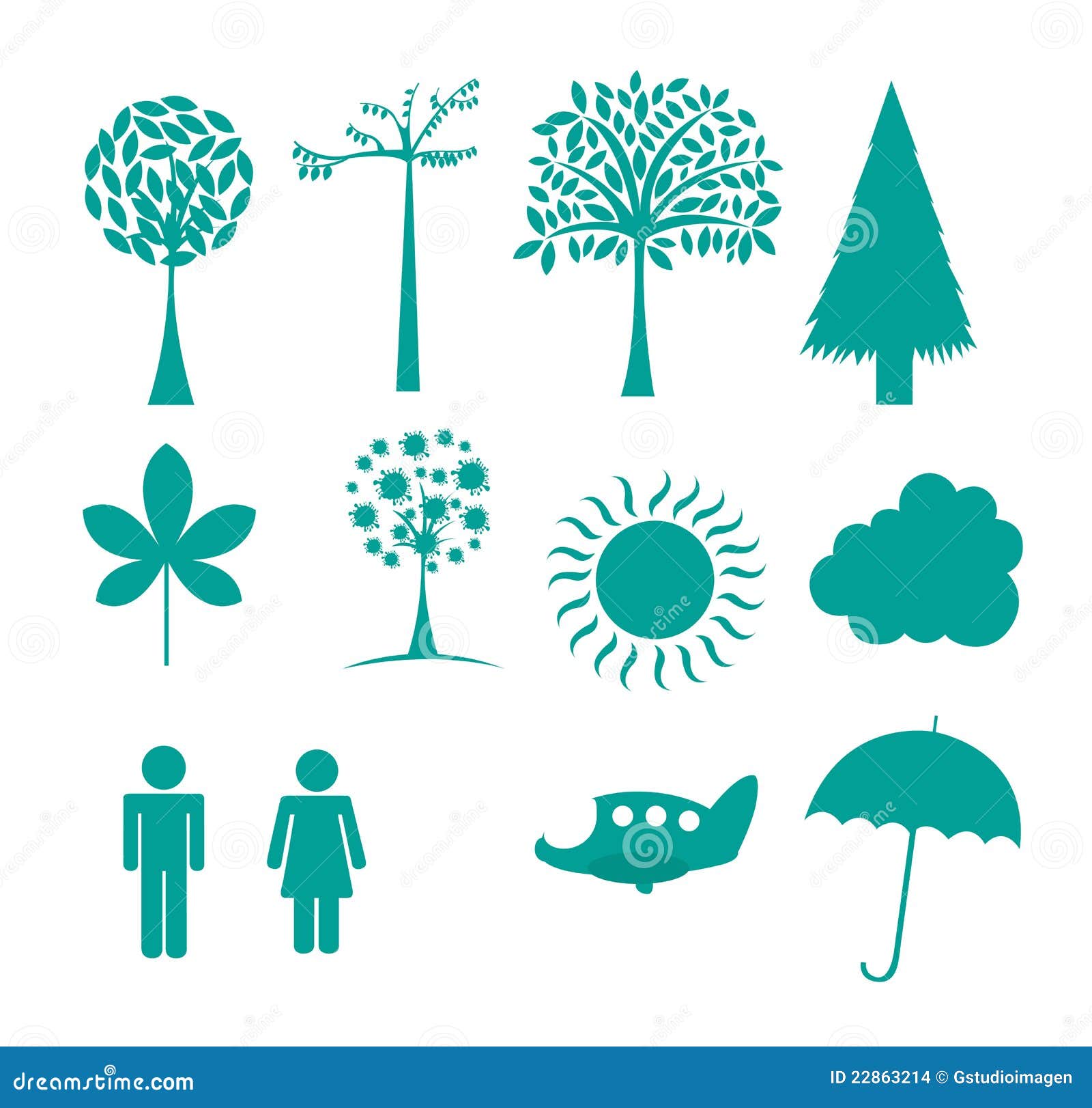 Nature icons stock vector. Illustration of grass, forest - 22863214
