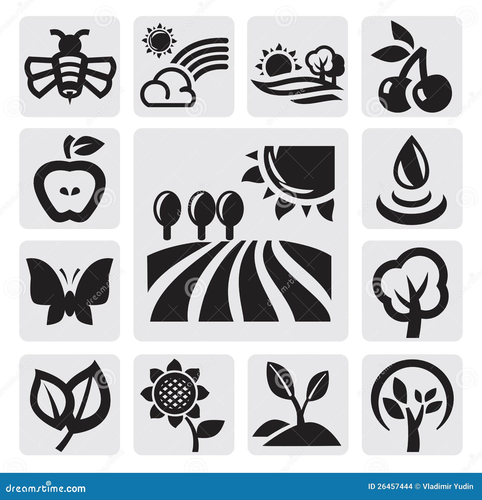 Nature icons stock vector. Illustration of organic, butterfly - 26457444