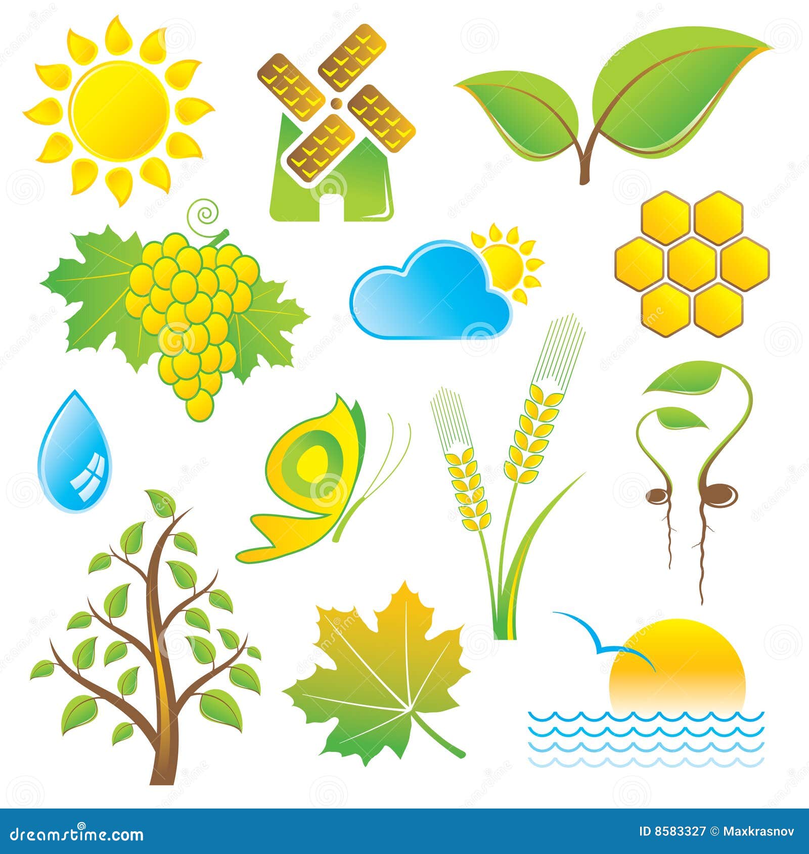 Nature Icons stock vector. Illustration of butterfly, isolated - 8583327