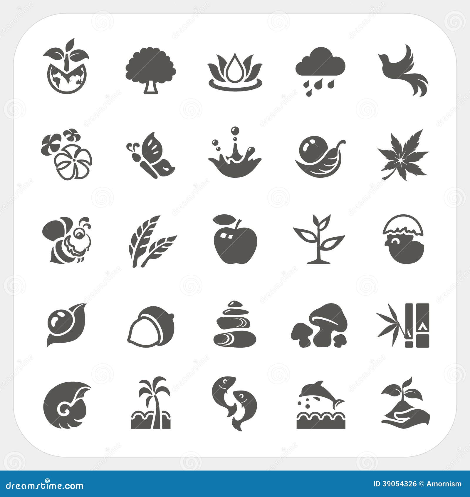 Nature icons set stock vector. Illustration of flower - 39054326