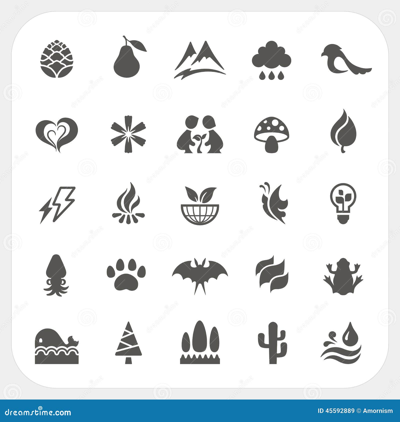 Nature icons set stock vector. Illustration of beach - 45592889