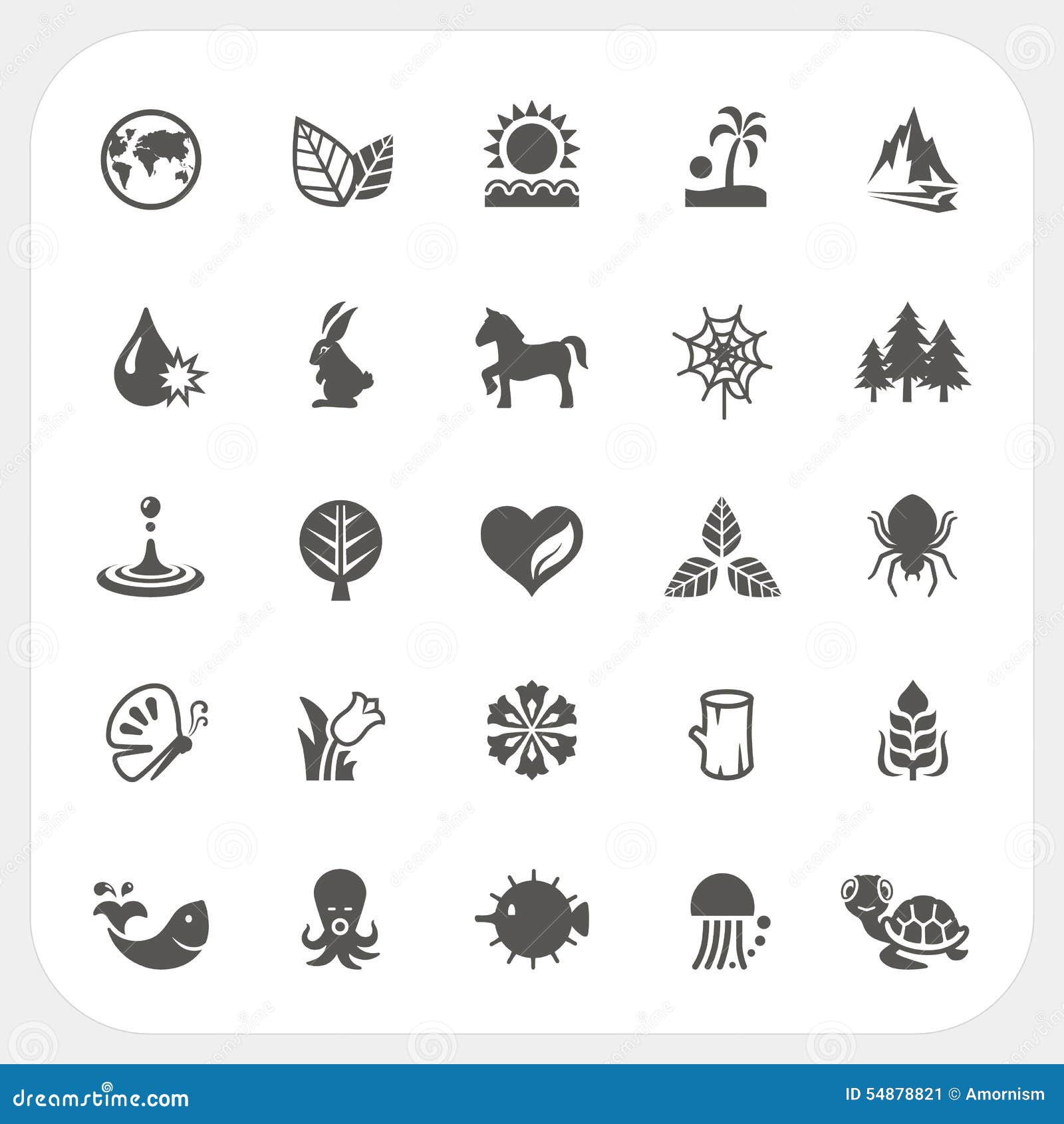 Nature icons set stock vector. Illustration of butterfly - 54878821