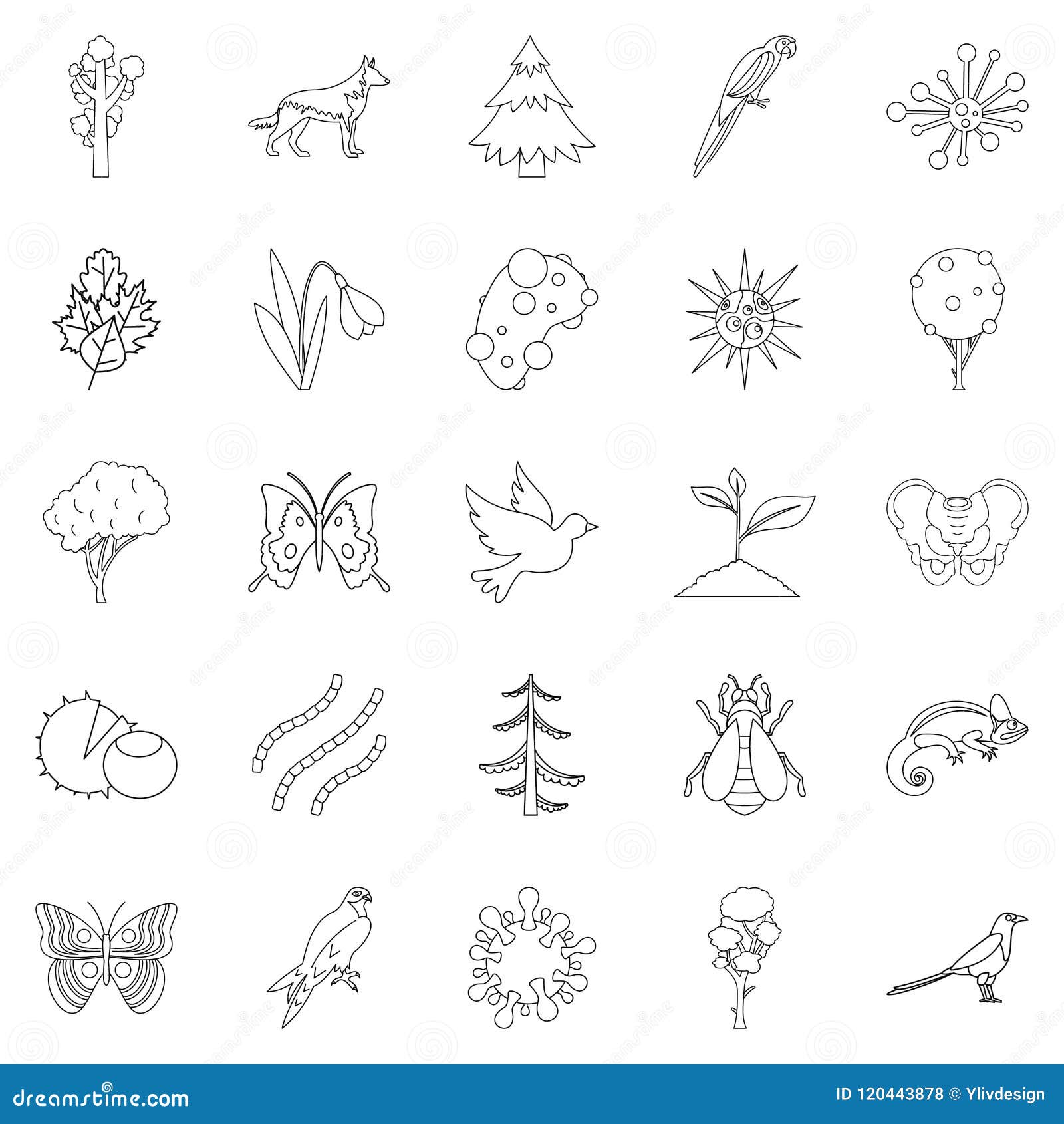 Nature Icons Set, Outline Style Stock Vector - Illustration of foliage ... Nature Icons Set, Outline Style Stock Vector - Illustration of foliage ...