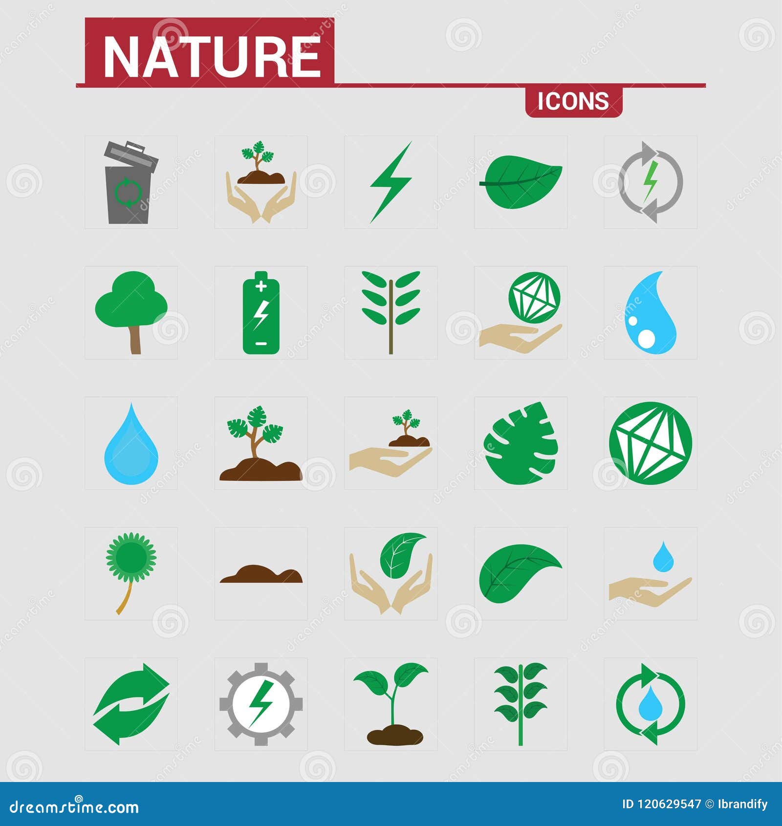 Nature icons set stock vector. Illustration of environment - 120629547