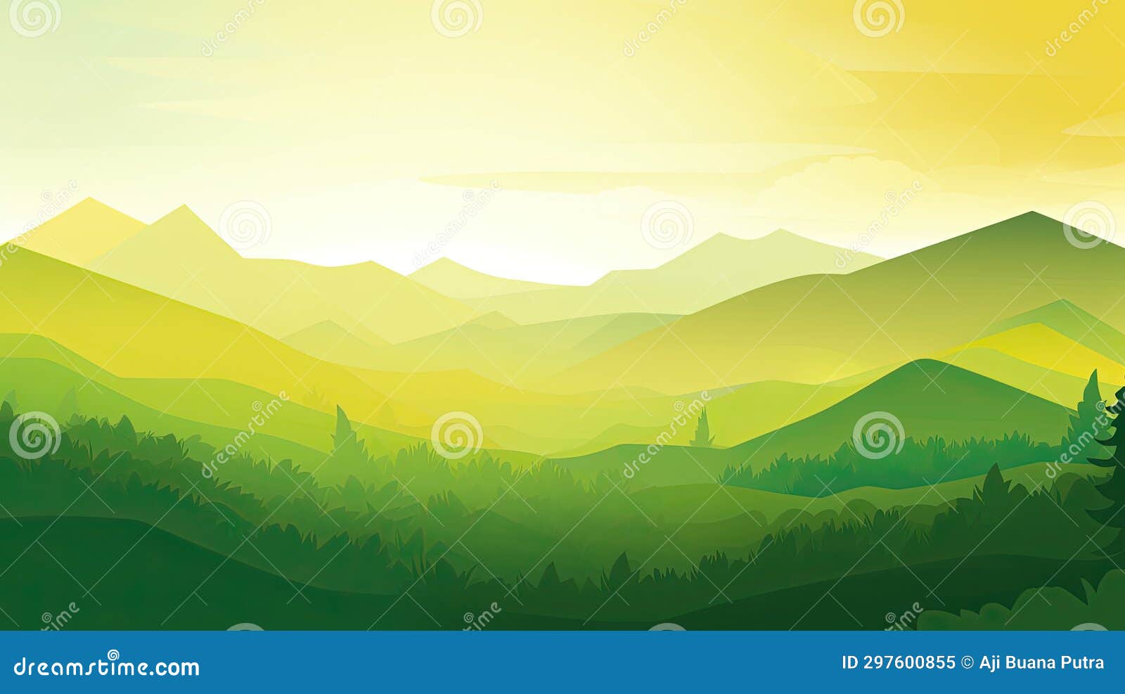 Nature Illustration Sunset Landscape Atmosphere. Environment Theme ...