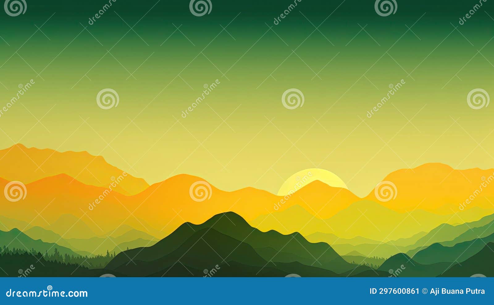 Nature Illustration Sunset Landscape Atmosphere. Environment Theme ...
