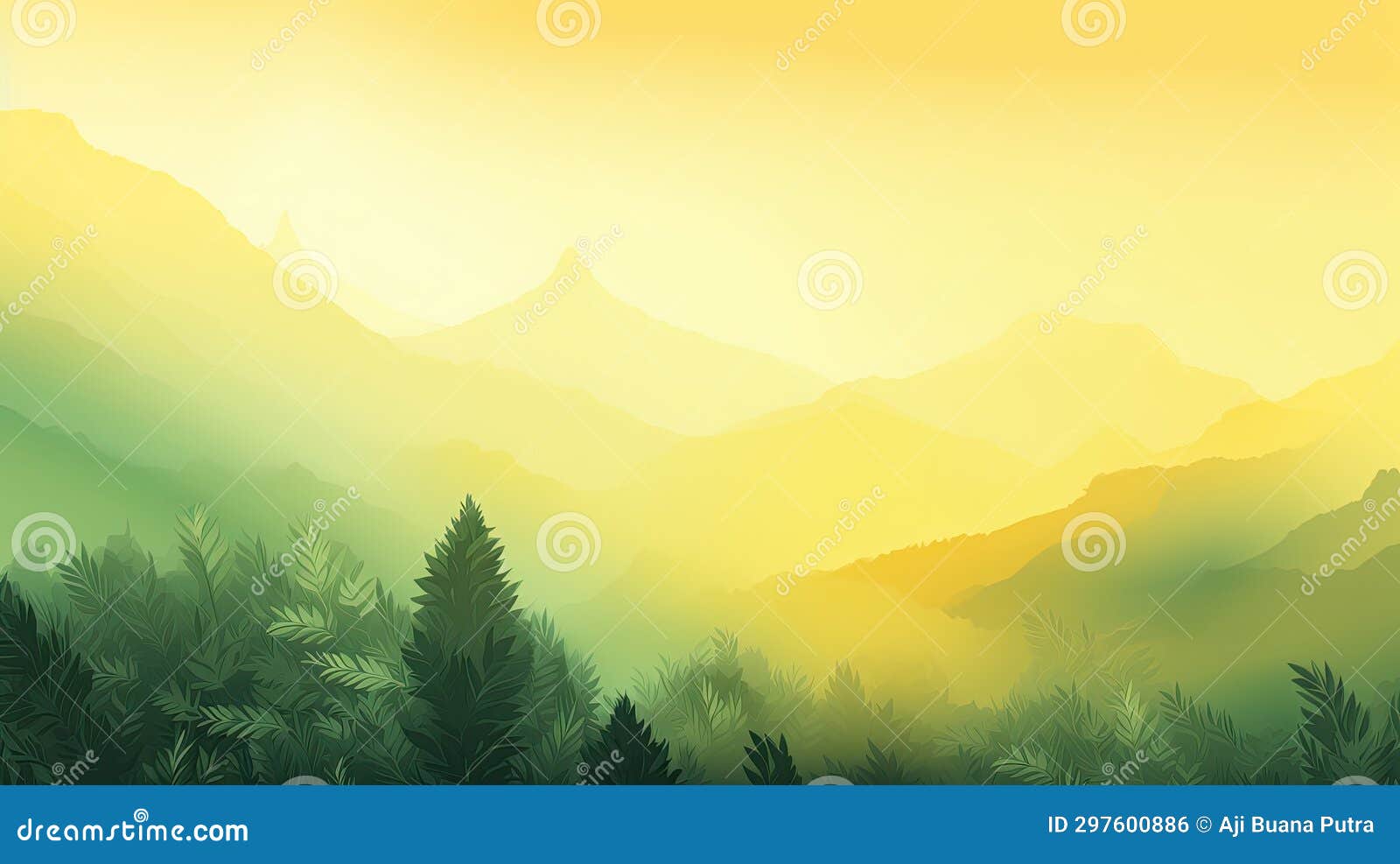 Nature Illustration Sunset Landscape Atmosphere. Environment Theme ...