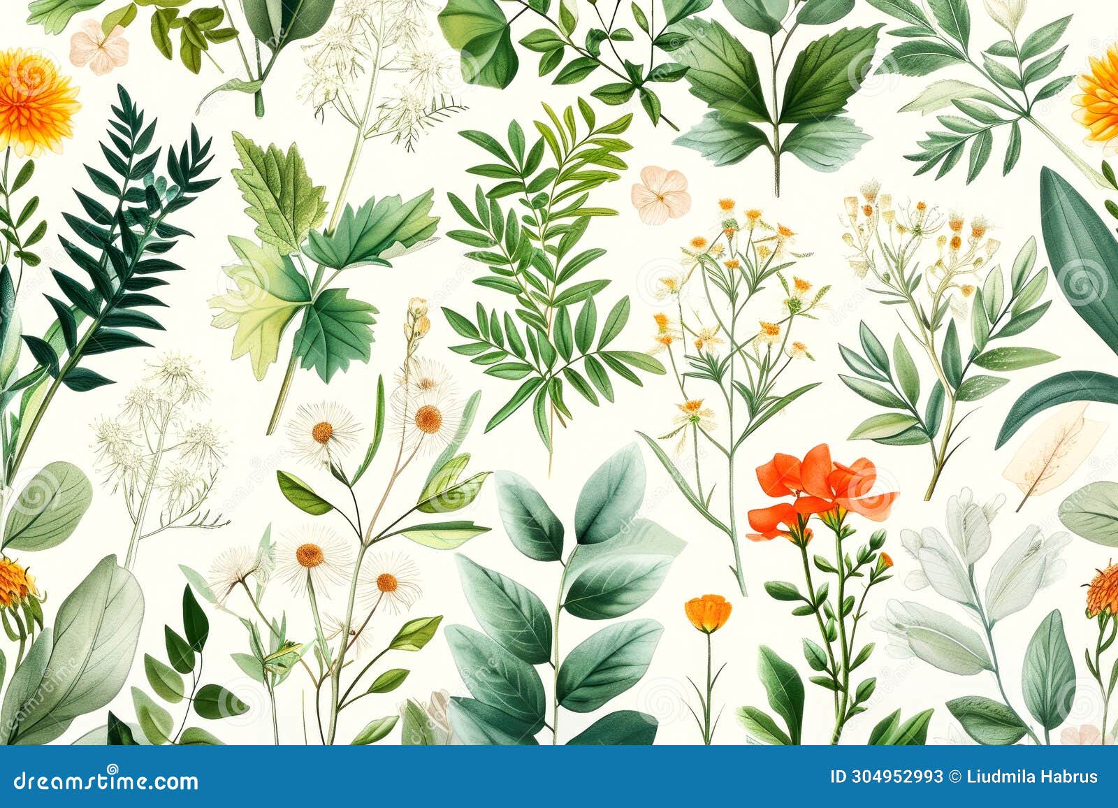 A Nature-inspired Design with Botanical Illustrations Stock Image ...
