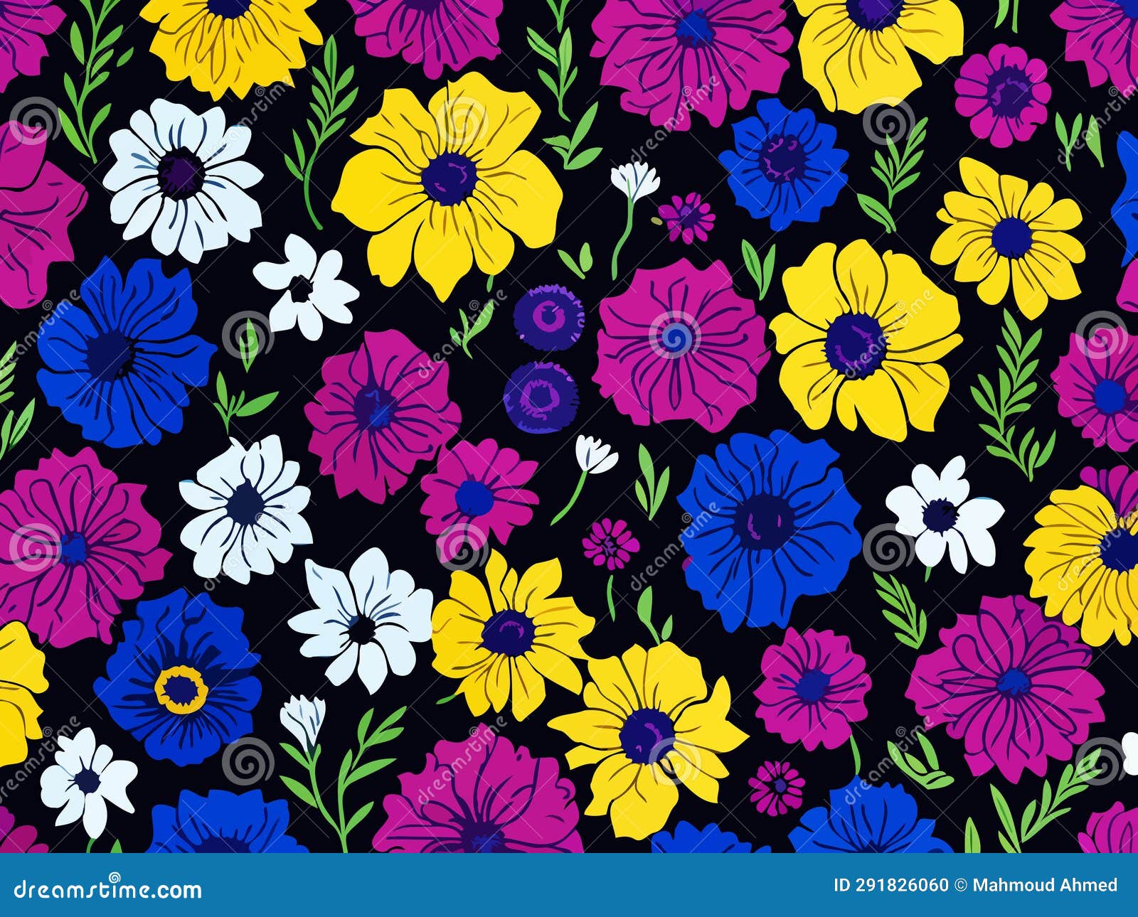 Nature-inspired Floral Pattern Vector Stock Illustration - Illustration ...