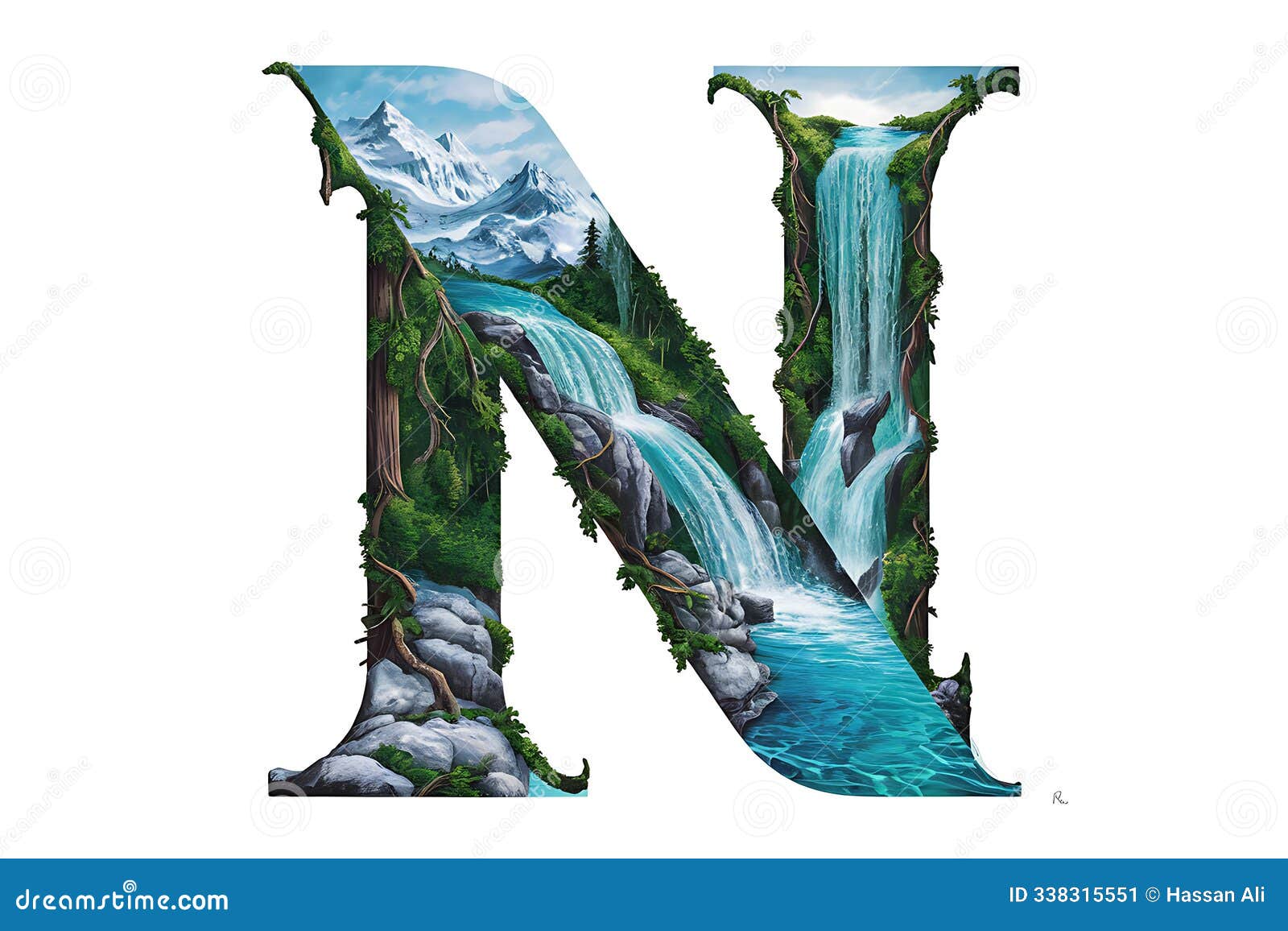 Nature-Inspired Letter N on a White Background Stock Illustration ...