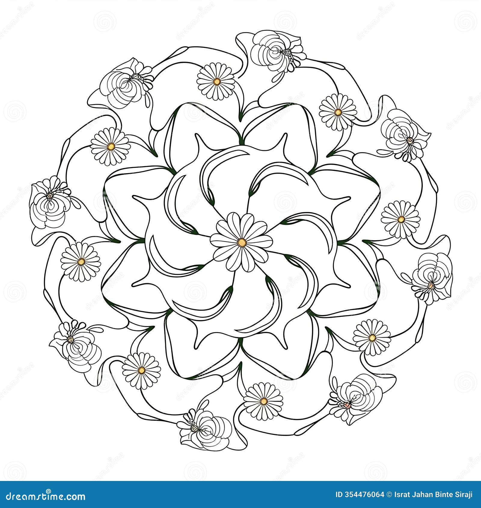 Nature-inspired Mandala Silhouette with Vines and Floral Line Patterns ...