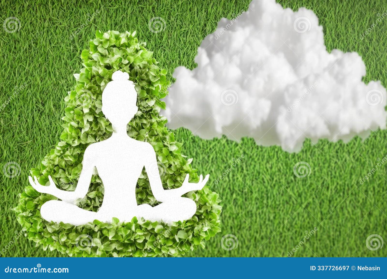 Nature-inspired Meditation: Silhouette in Greenery with Cloud Backdrop ...