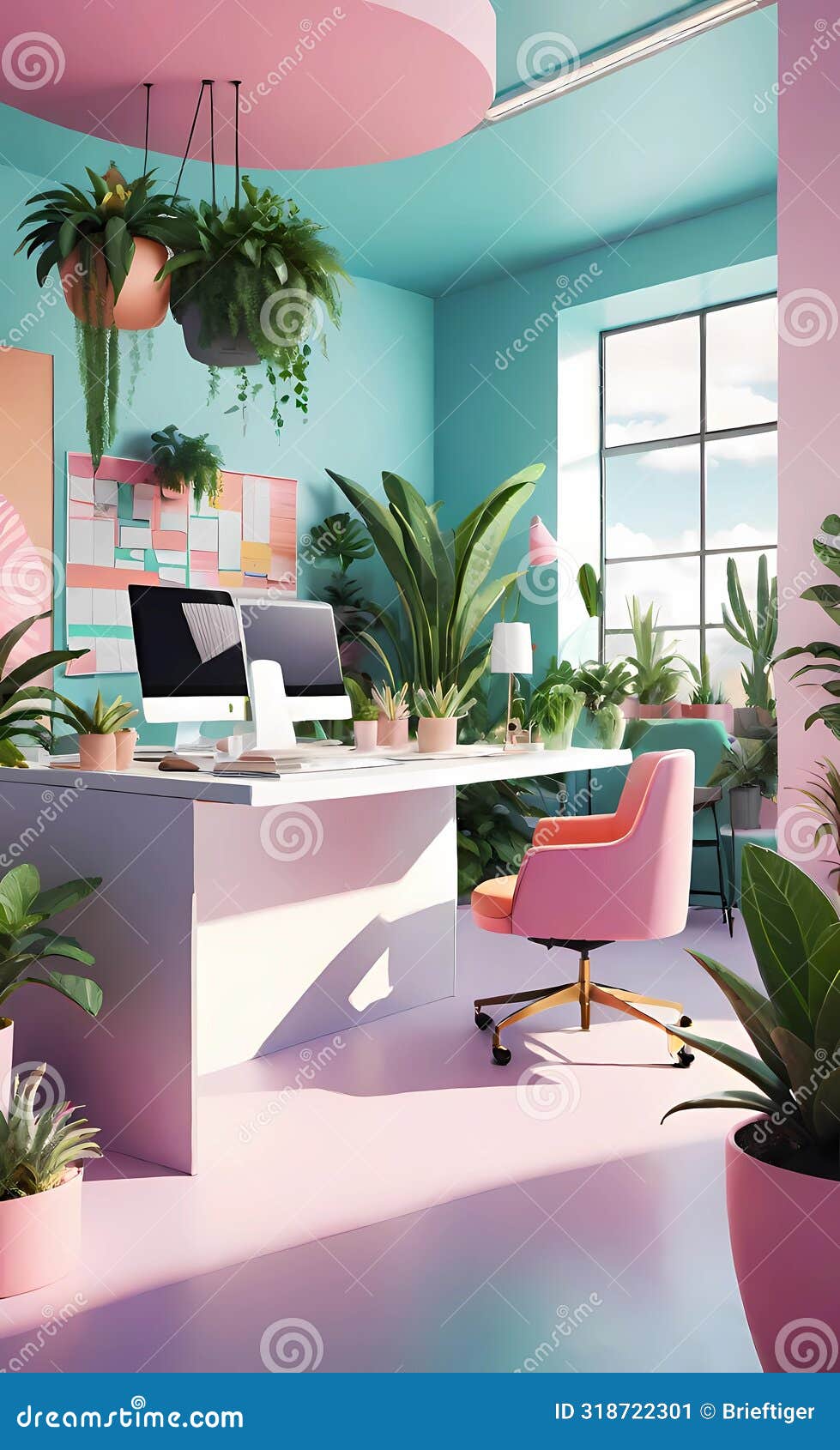 Nature-Inspired Office: Eco-Friendly Workspace Concept Stock ...