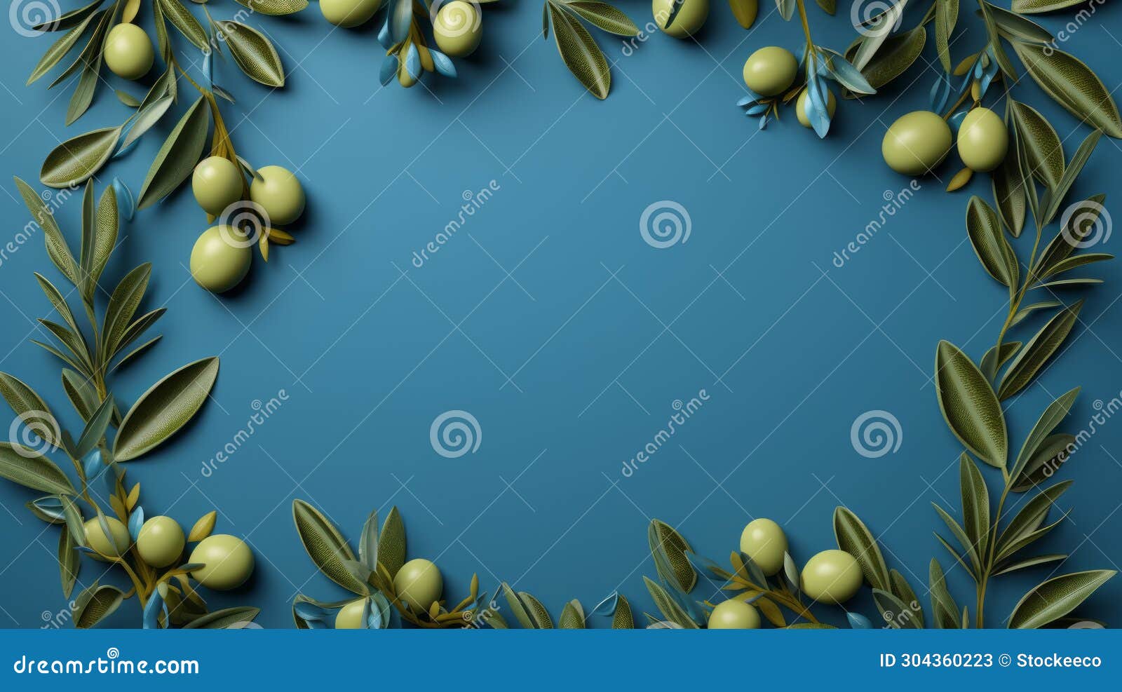 Nature-inspired Olive Frame on Blue Mockup Stock Illustration ...