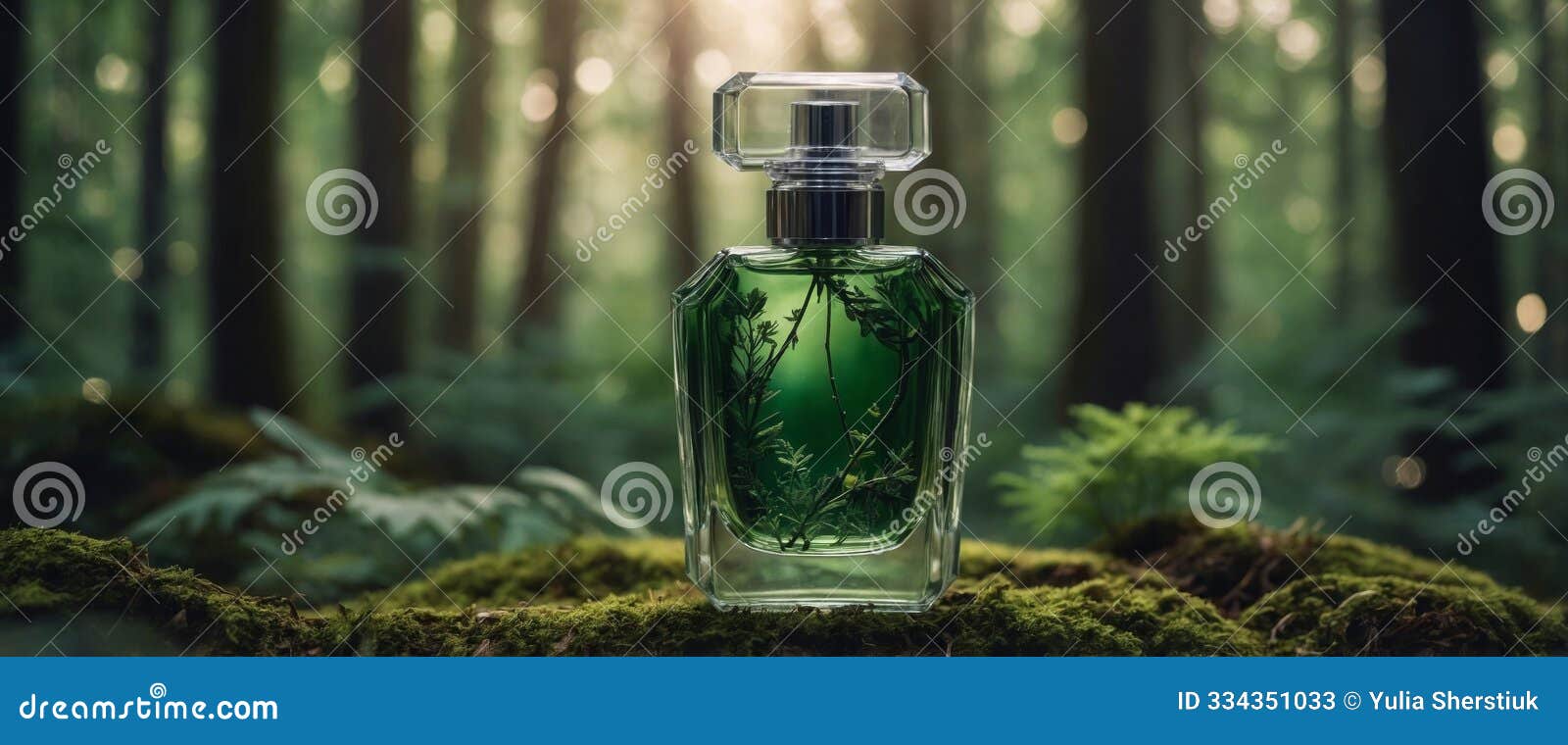 Nature Inspired Perfume Bottle in a Mystical Forest. Stock Image ...