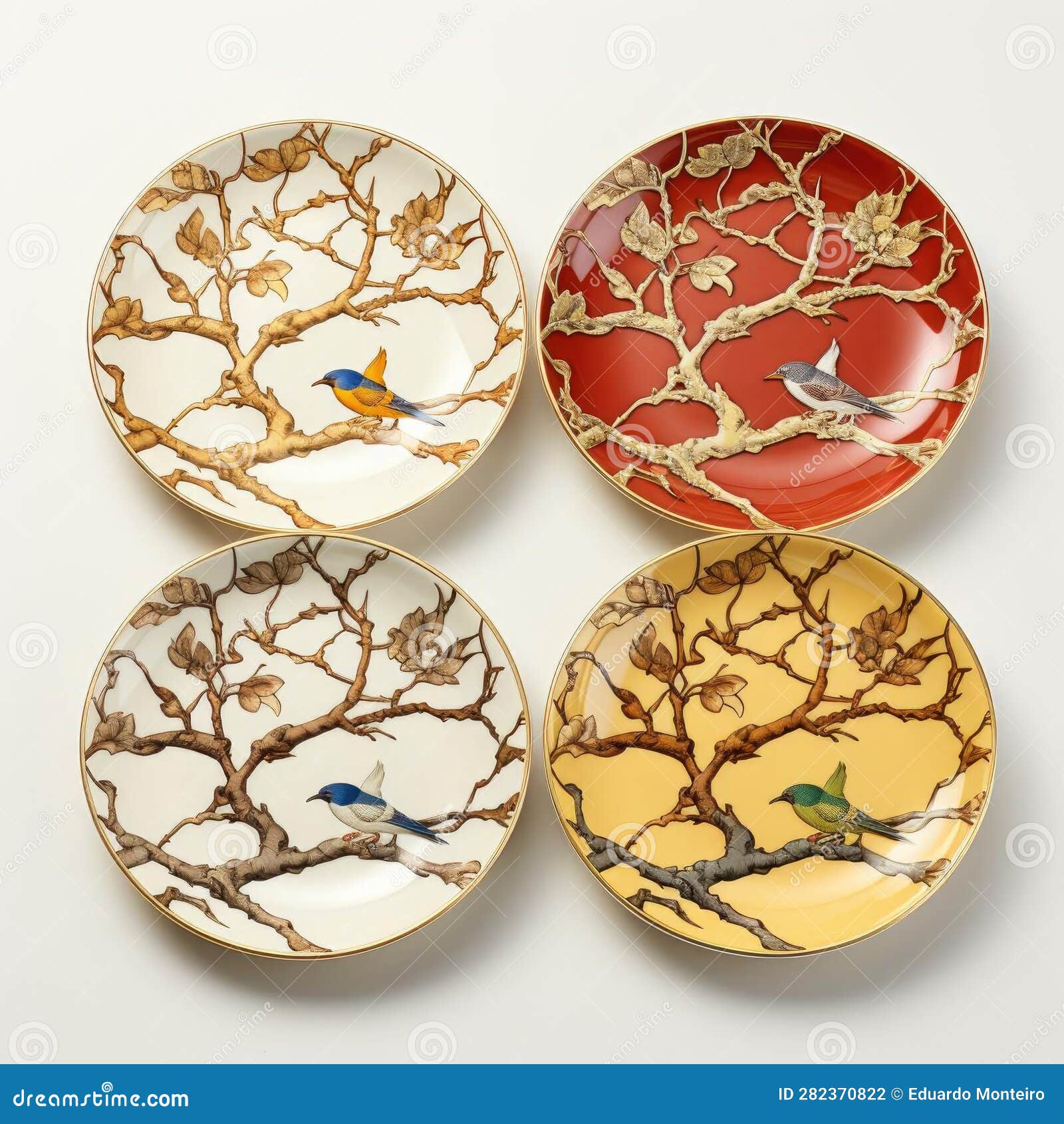 Nature-inspired Wall Plates with Leafy Motifs Stock Illustration ...