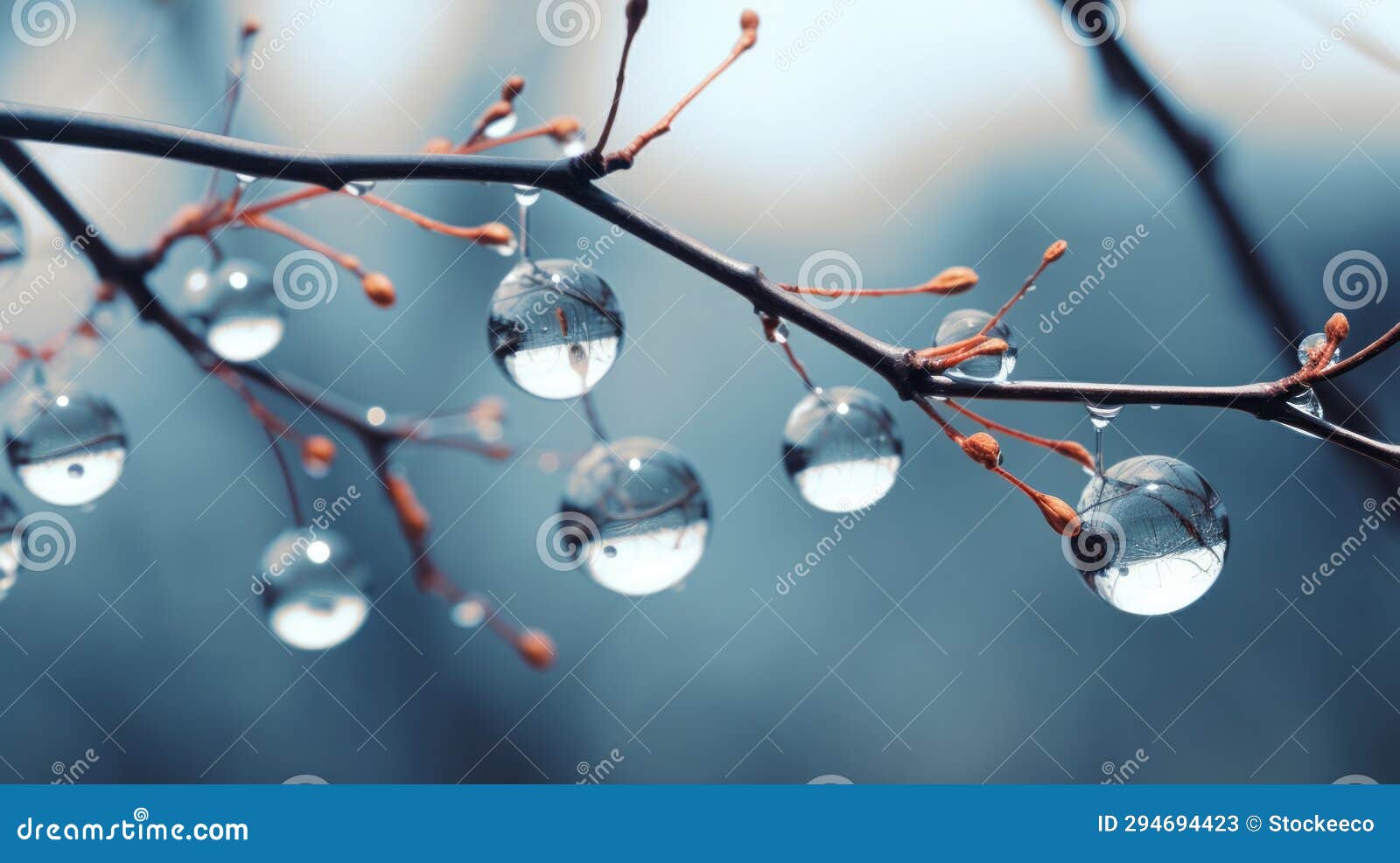 Nature-inspired Water Drops on Tree Branches Wallpaper Stock ...