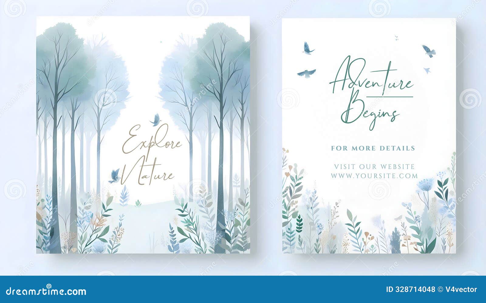 Back To Nature. Trekking Invitation Card Design. Travel Concept Of ...