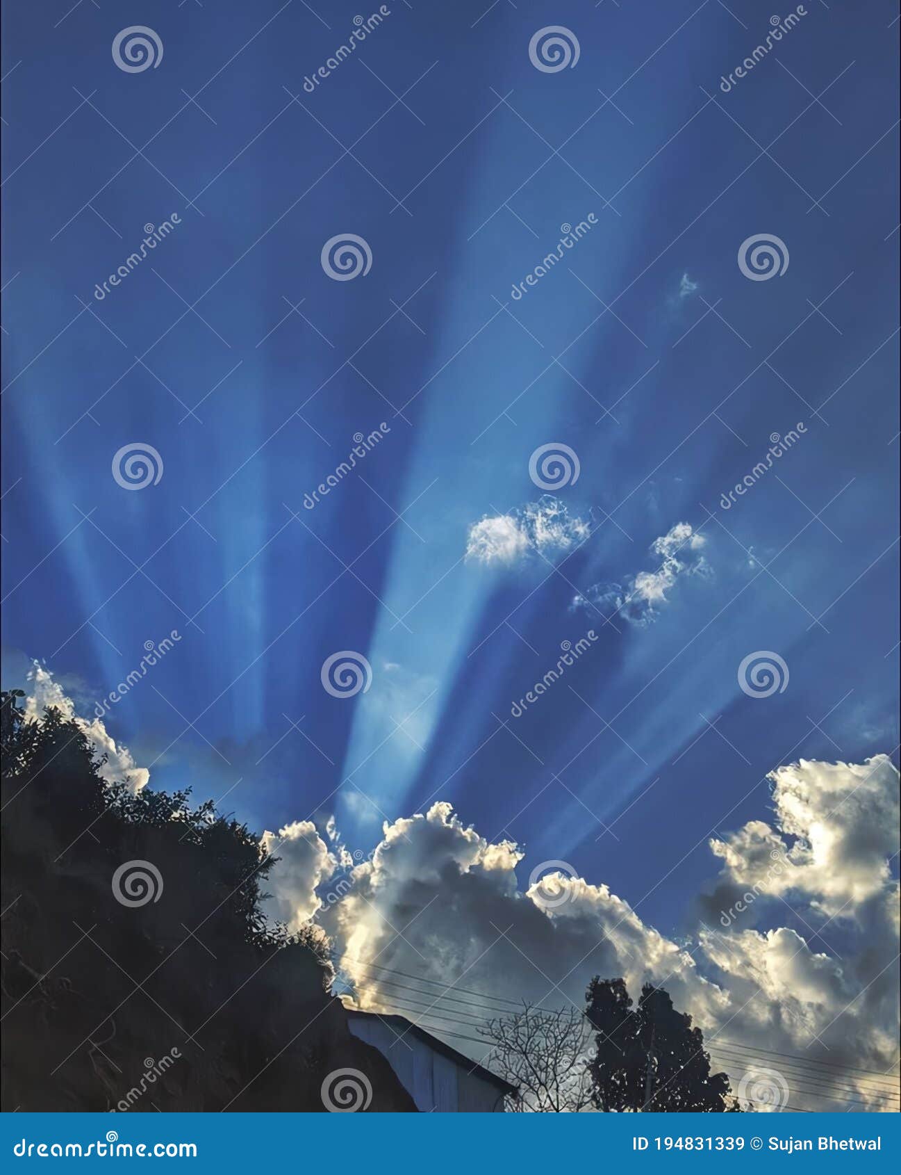 Sun Rays Piercing through Clouds. Stock Image - Image of rays, clouds ...