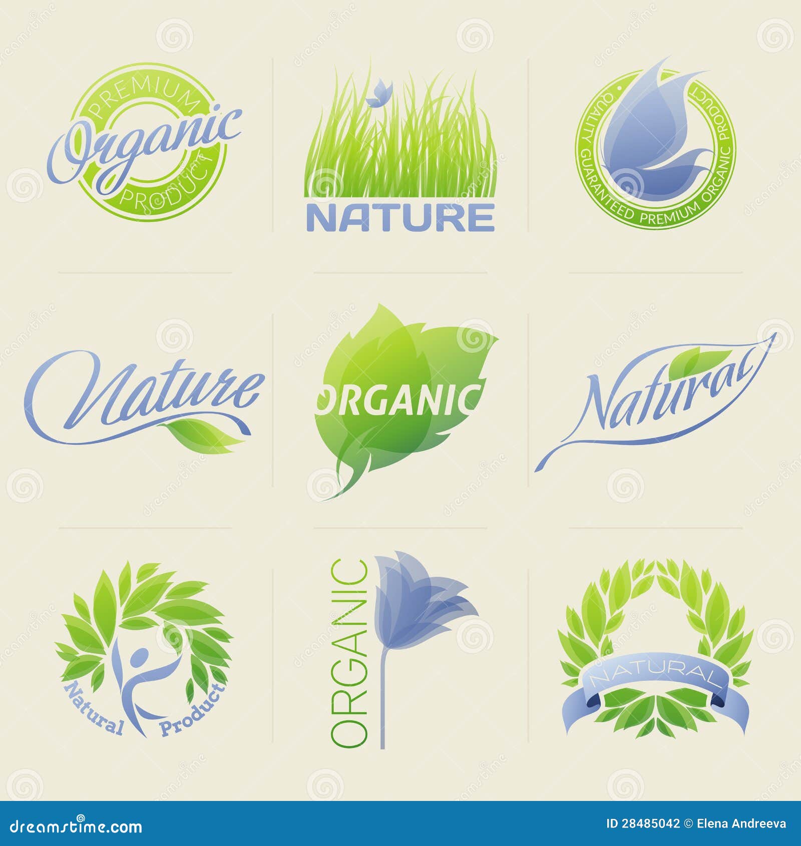 Nature Labels, Badges with Leaves, Flowers Stock Vector - Illustration ...