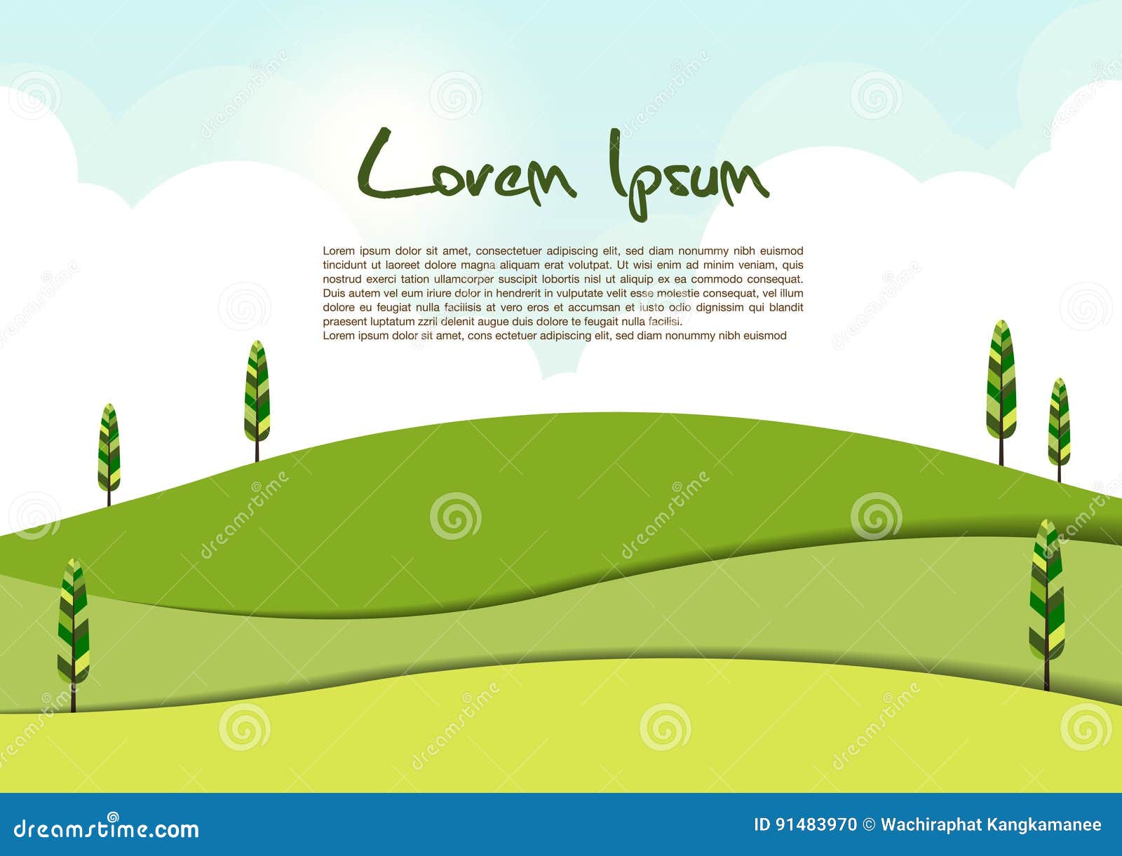 Nature Landscape Background Stock Vector - Illustration of meadow ...