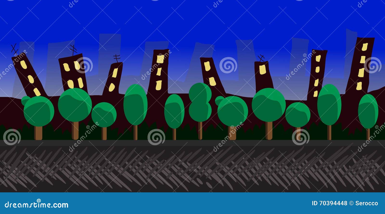 Nature Landscape, Background for Games, Trees, City. Stock Vector ...