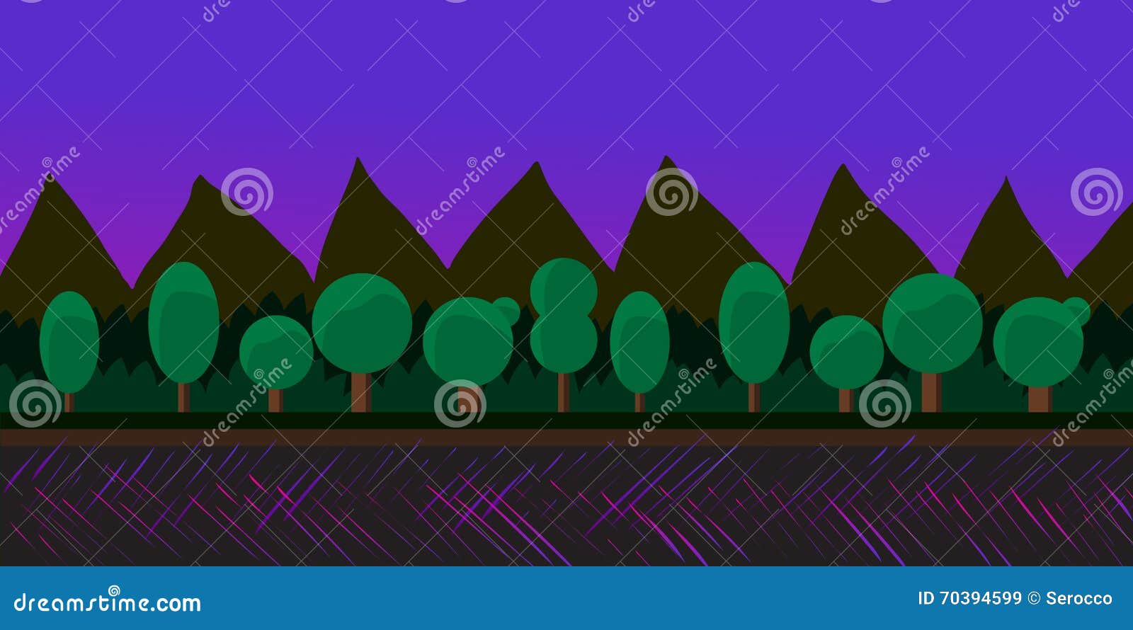 Nature Landscape, Background for Games, Trees, Mountains. Stock Vector ...